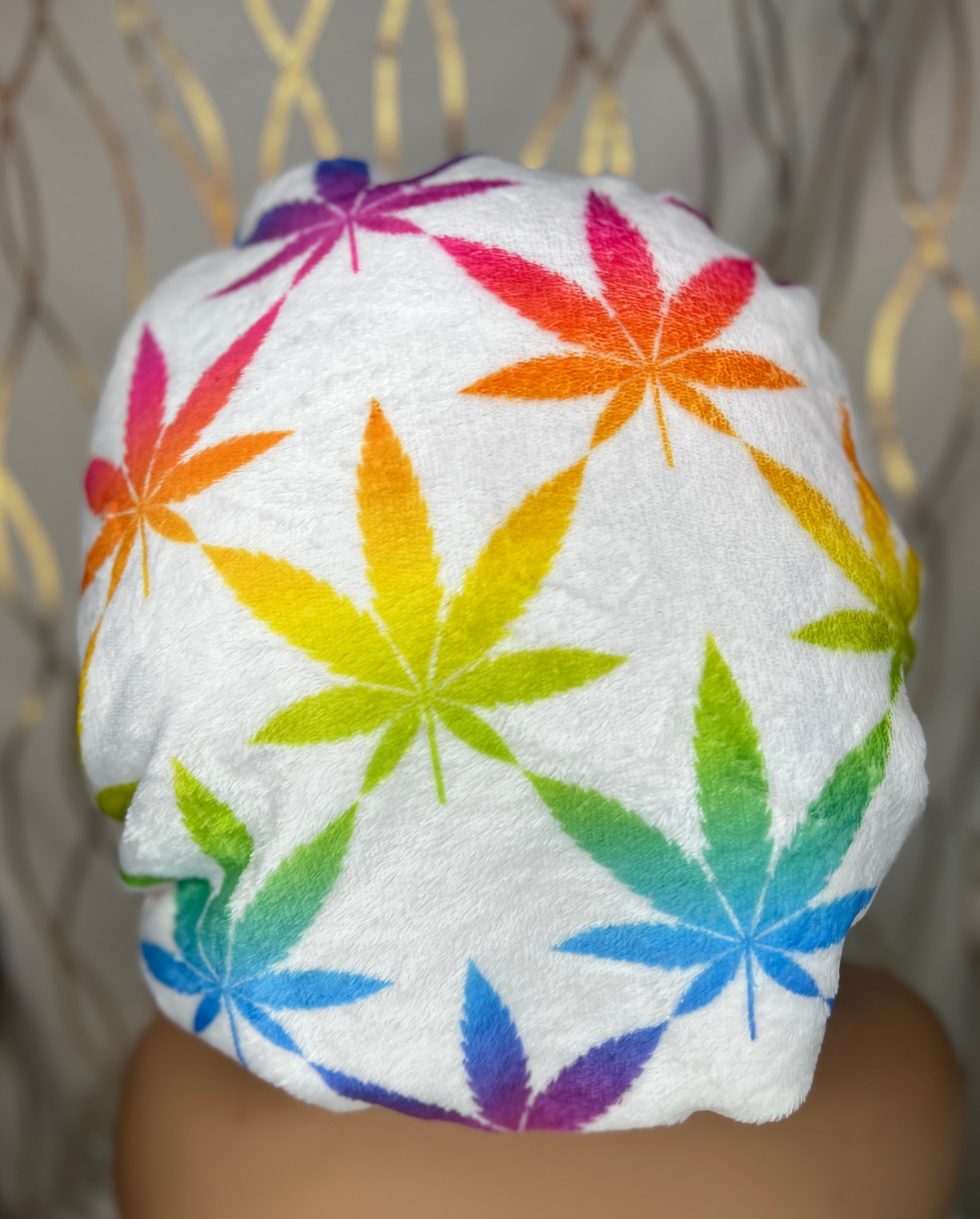 Rainbow Weed leaf Bonnet with orange Satin Reversible Bonnet adjustabl ...